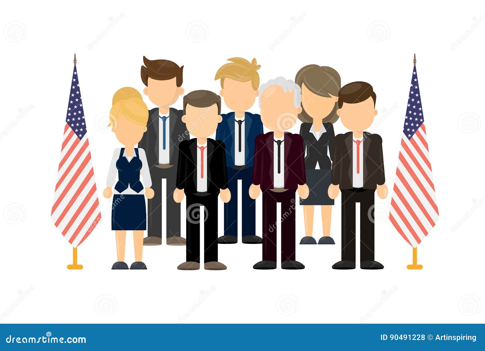 Politicians Group Authority Sitting At Round Table Vector Illustration ...