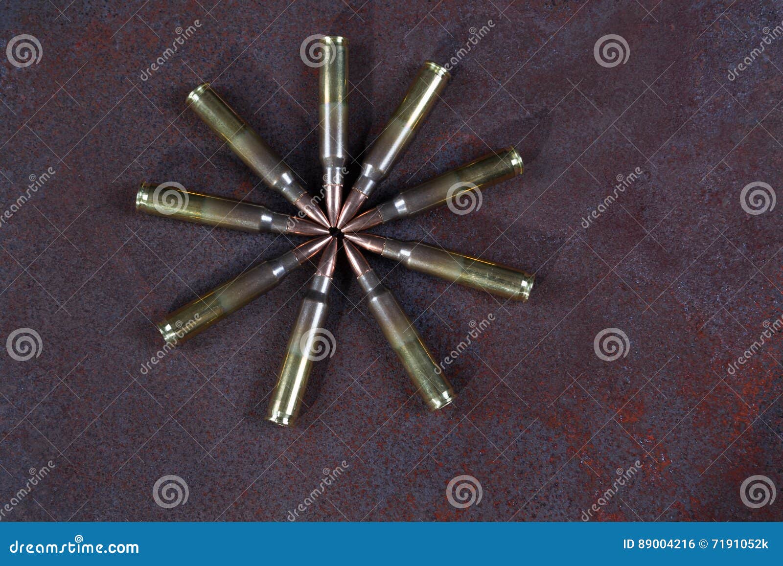 Group of Ammunition Geometrically Placed. Ammo Circle Stock Photo ...