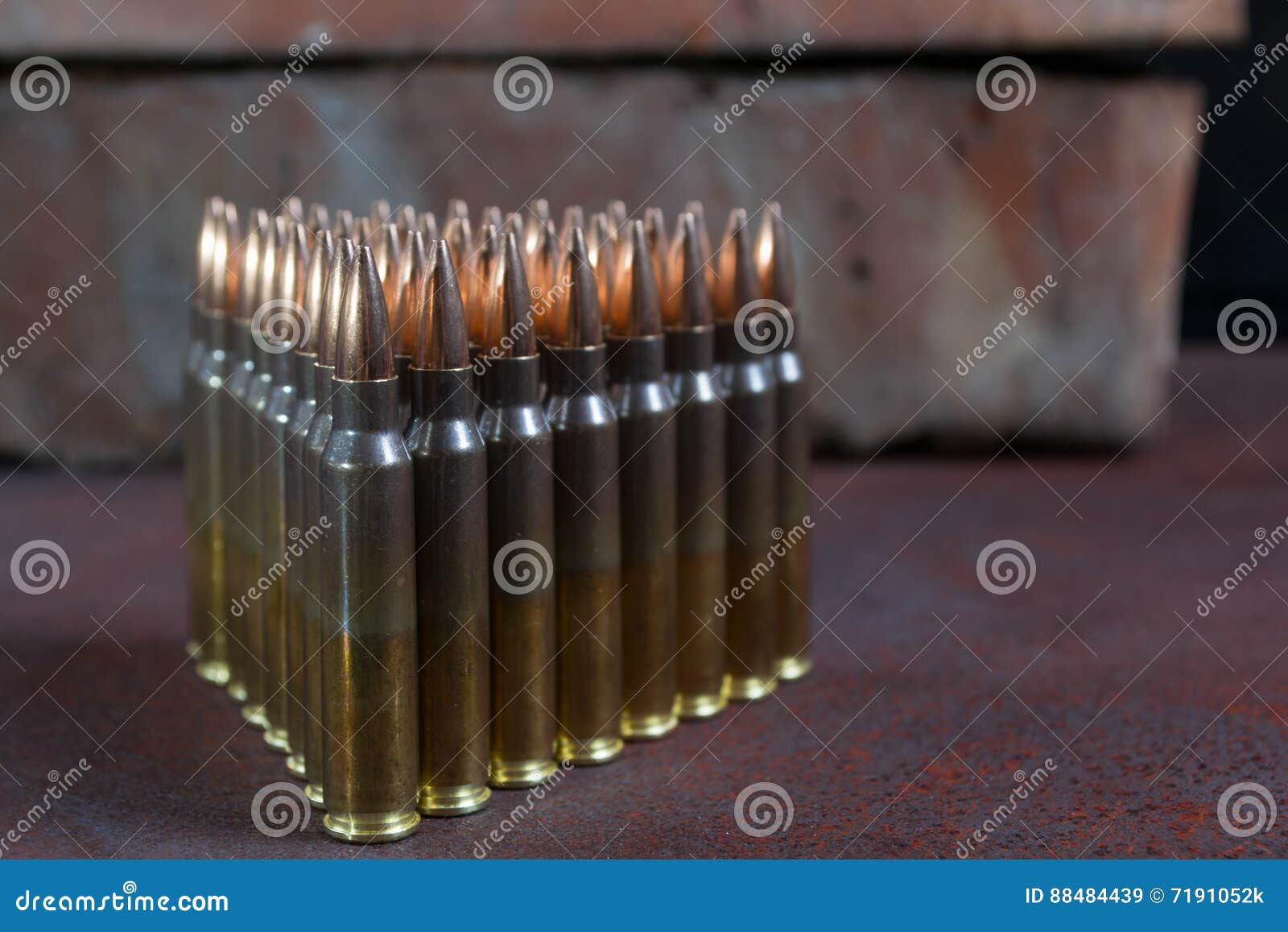 Group of Ammunition Geometrically Placed Stock Image - Image of machine ...