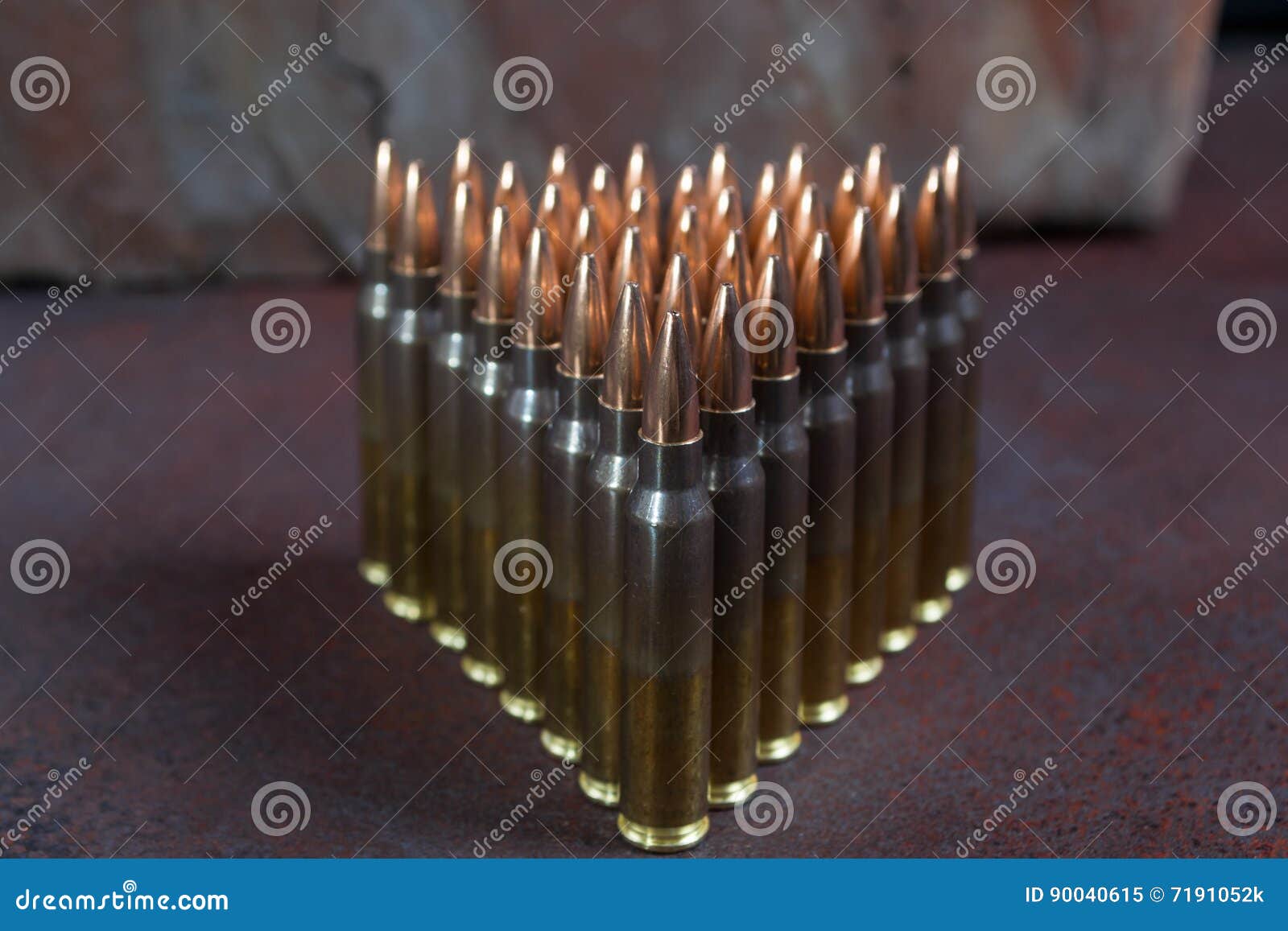 Group of Ammunition Geometrically Placed in Rows Stock Image - Image of ...