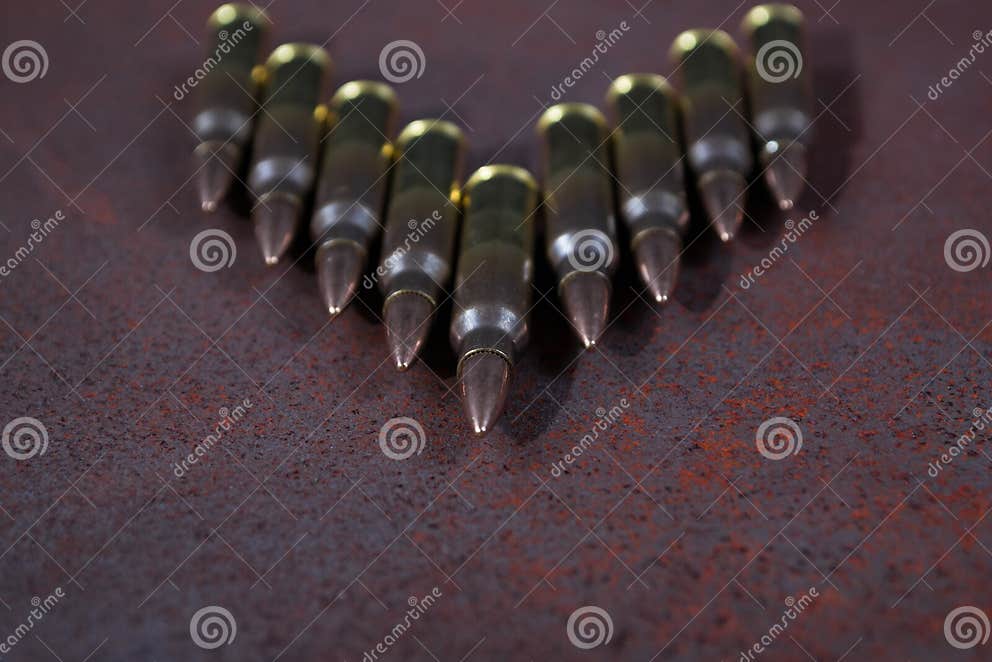 Group of Ammunition Geometrically Placed in Rows Stock Photo - Image of ...