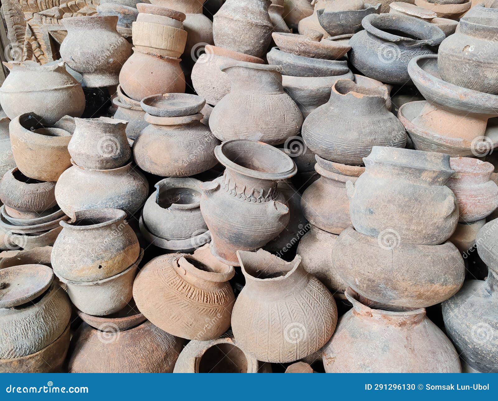 Group of Ancient Pots for Learning. Stock Photo - Image of food ...