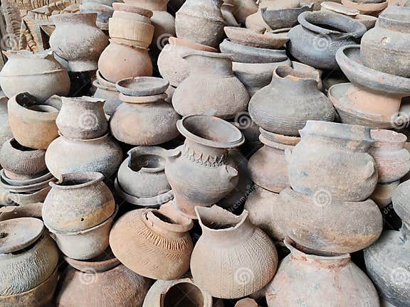 Group of Ancient Pots for Learning. Stock Photo - Image of food ...