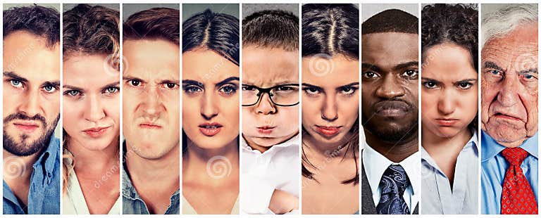 Group of Angry Grumpy People Men and Women Stock Photo - Image of ...