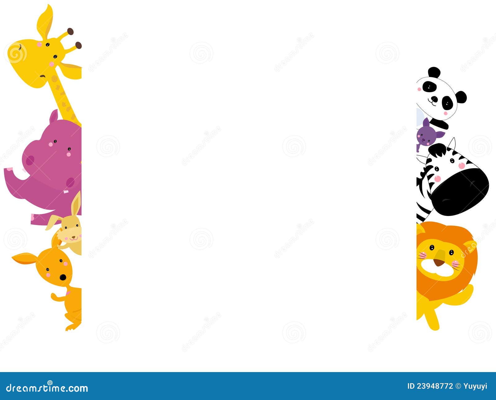 Group of animals and frame stock vector. Illustration of isolated ...