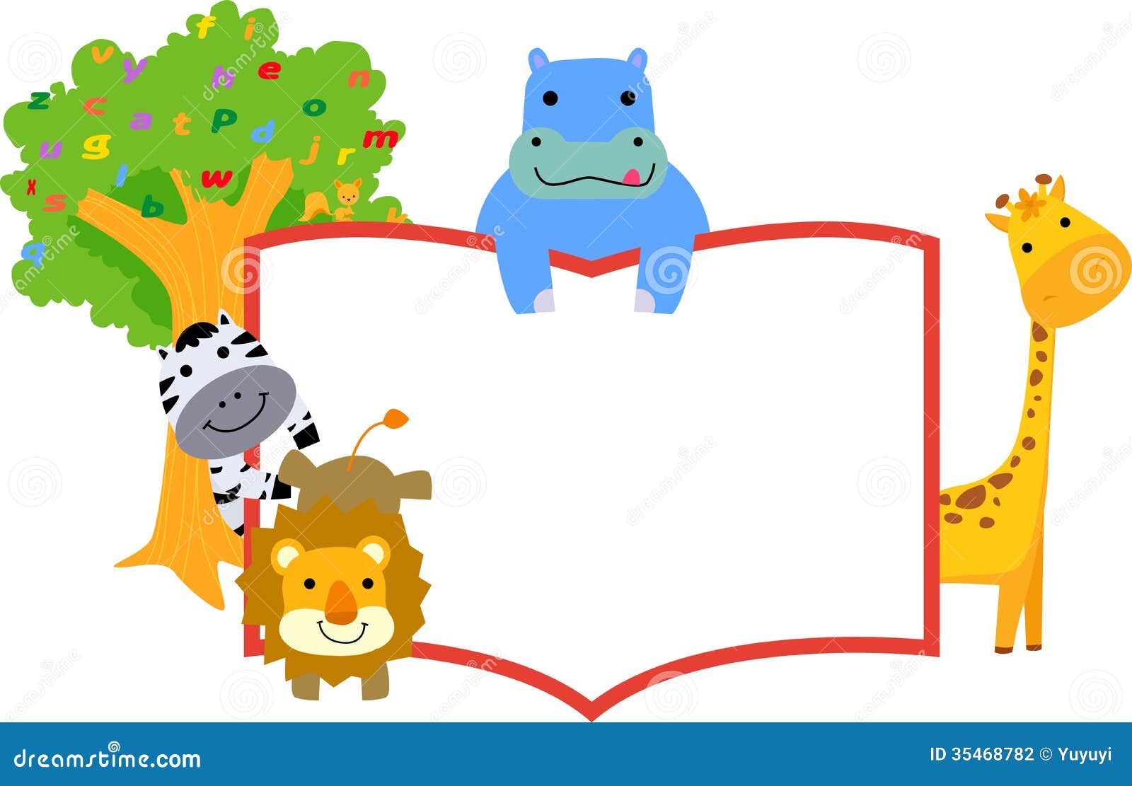 Group of animals and frame stock illustration. Illustration of cartoon ...