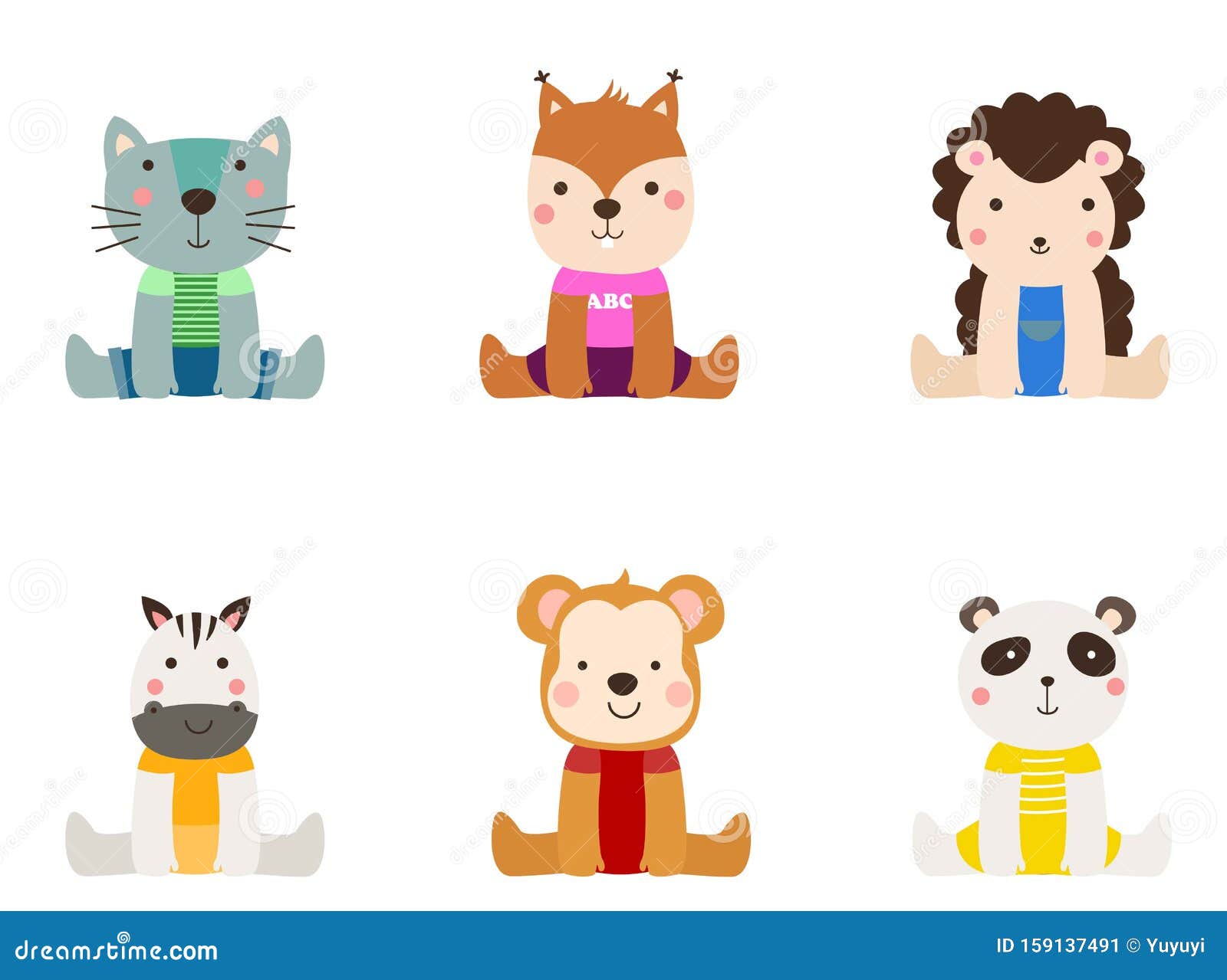Group of animals stock vector. Illustration of cute - 159137491