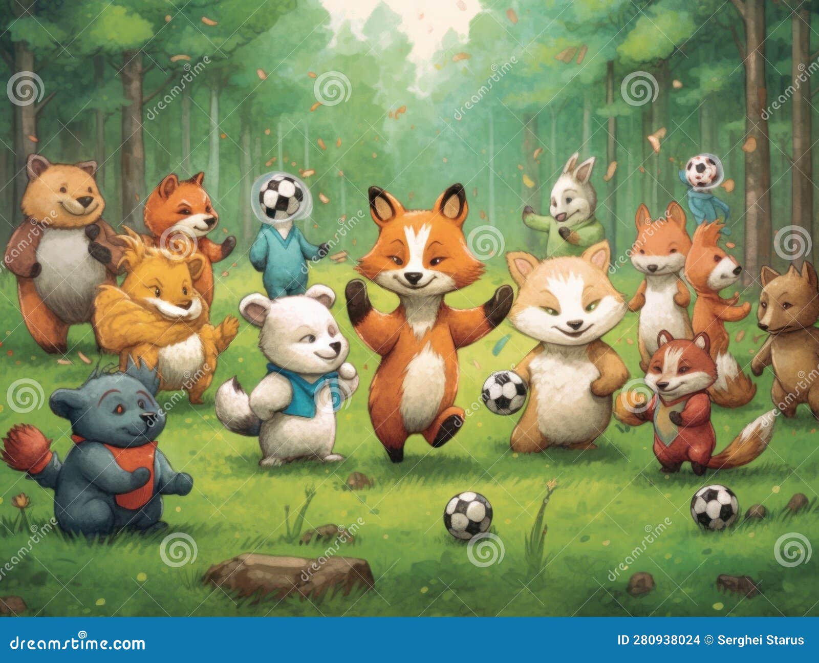 A Group of Animals Running in a Forest. Generative AI Image. Stock ...