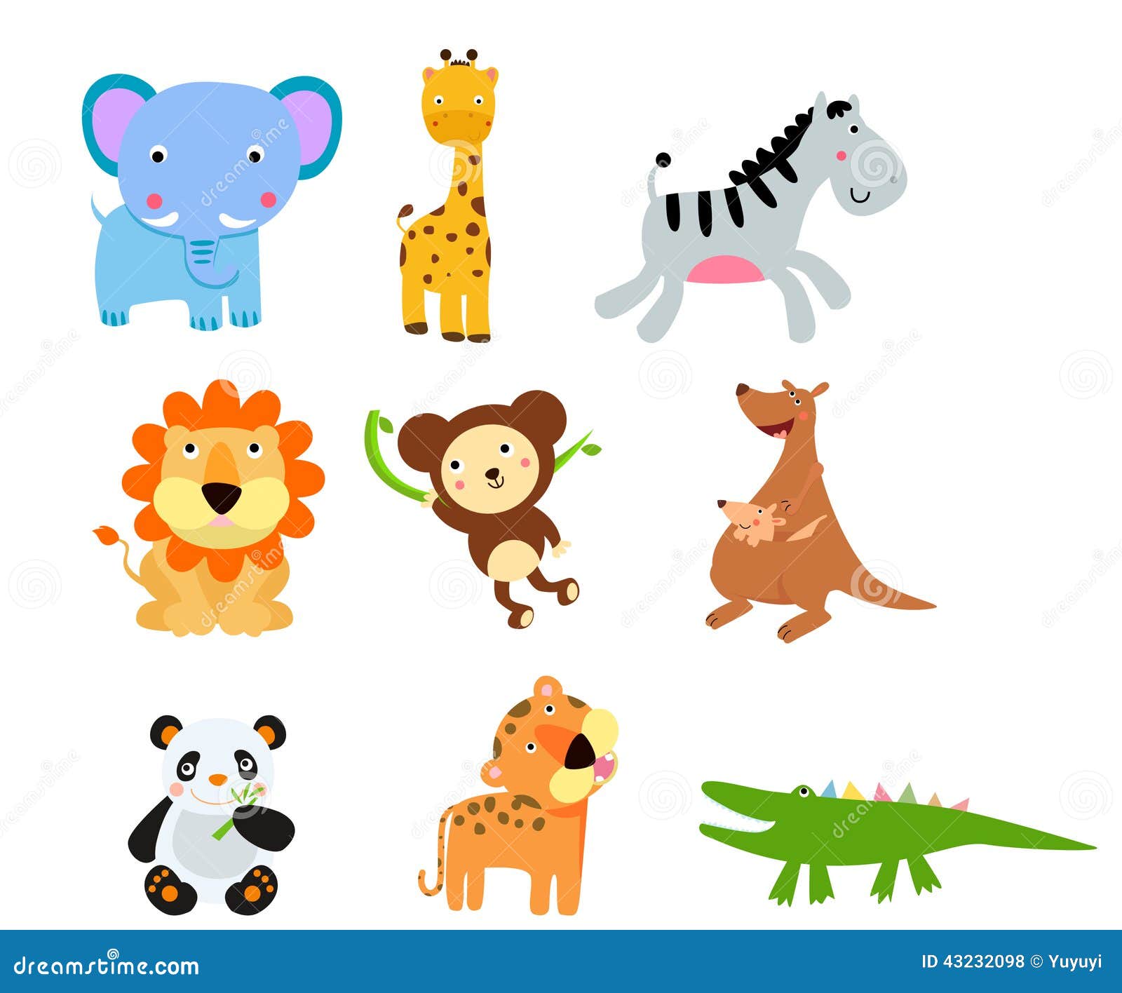 Group of animals set stock vector. Illustration of kids - 43232098