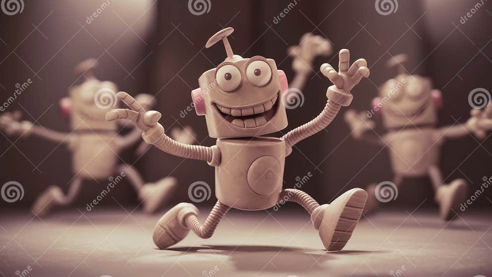 A Group of Animated Robots are Dancing in a Room, AI Stock Image ...