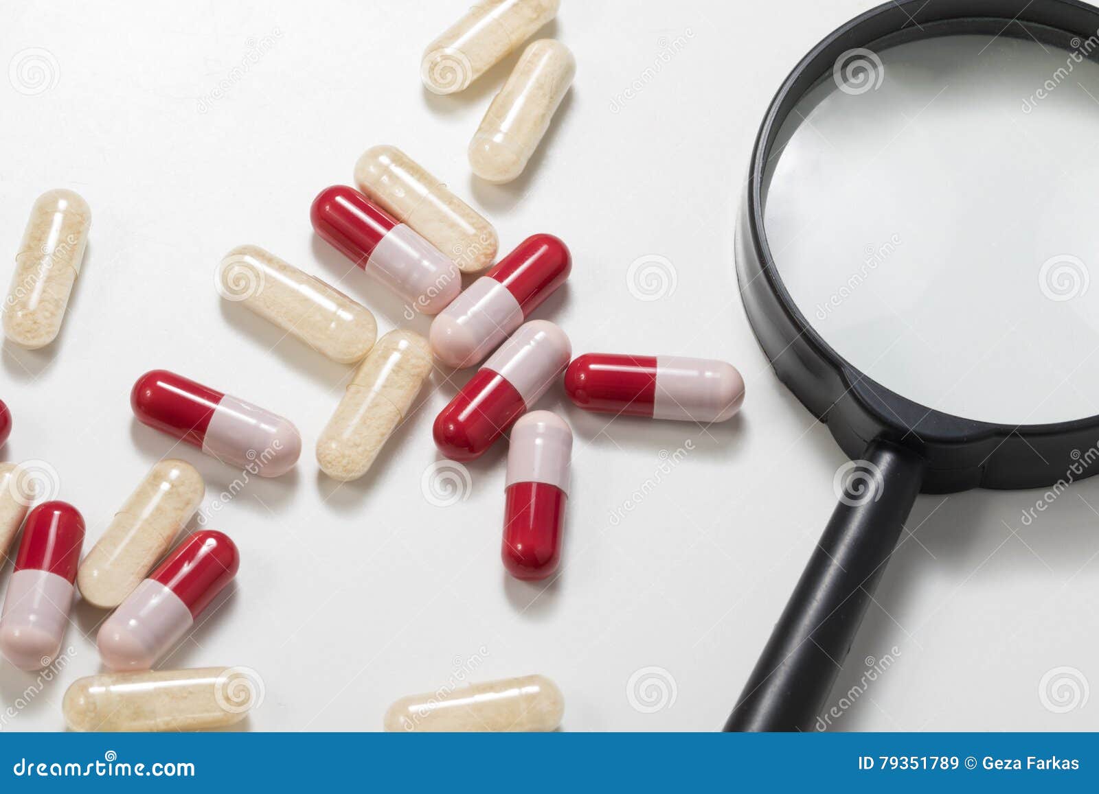 Group of Antibiotics and Probiotics Capsule with Magnifying Gla Stock ...
