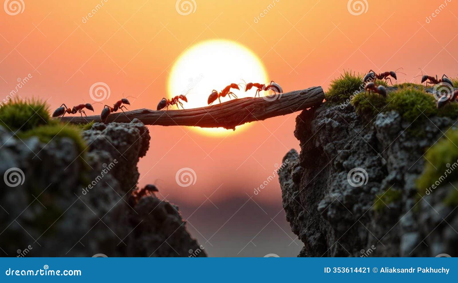 A Group of Ants are Crossing a Bridge Stock Image - Image of setting ...