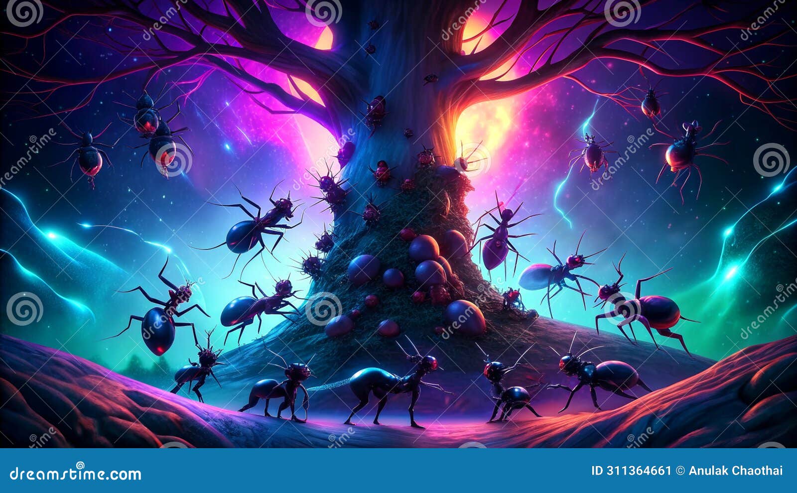 Group of Ants, 3d Rendering. Computer Digital Drawing Stock ...