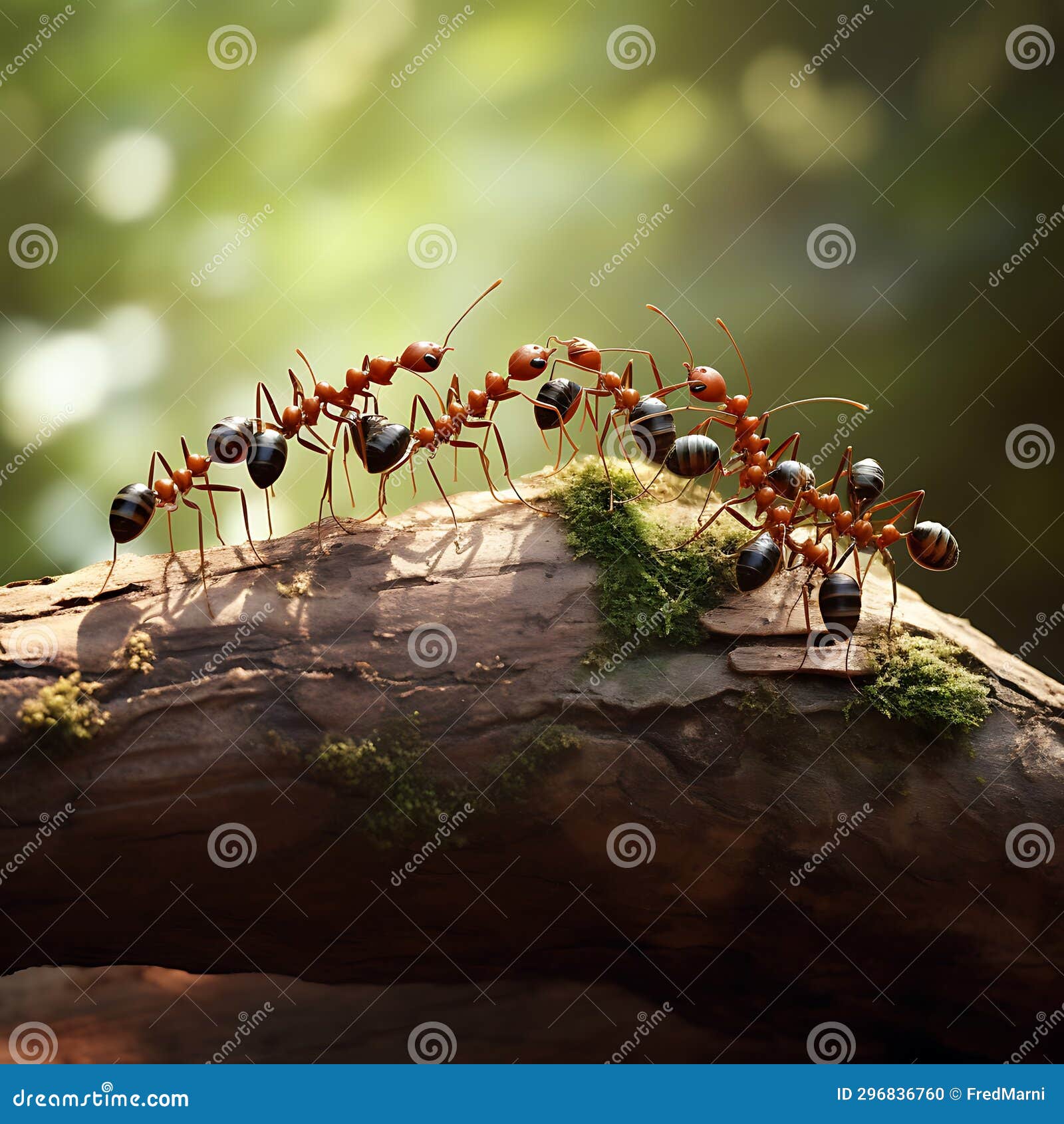 A group of ants on a log stock illustration. Illustration of animal ...