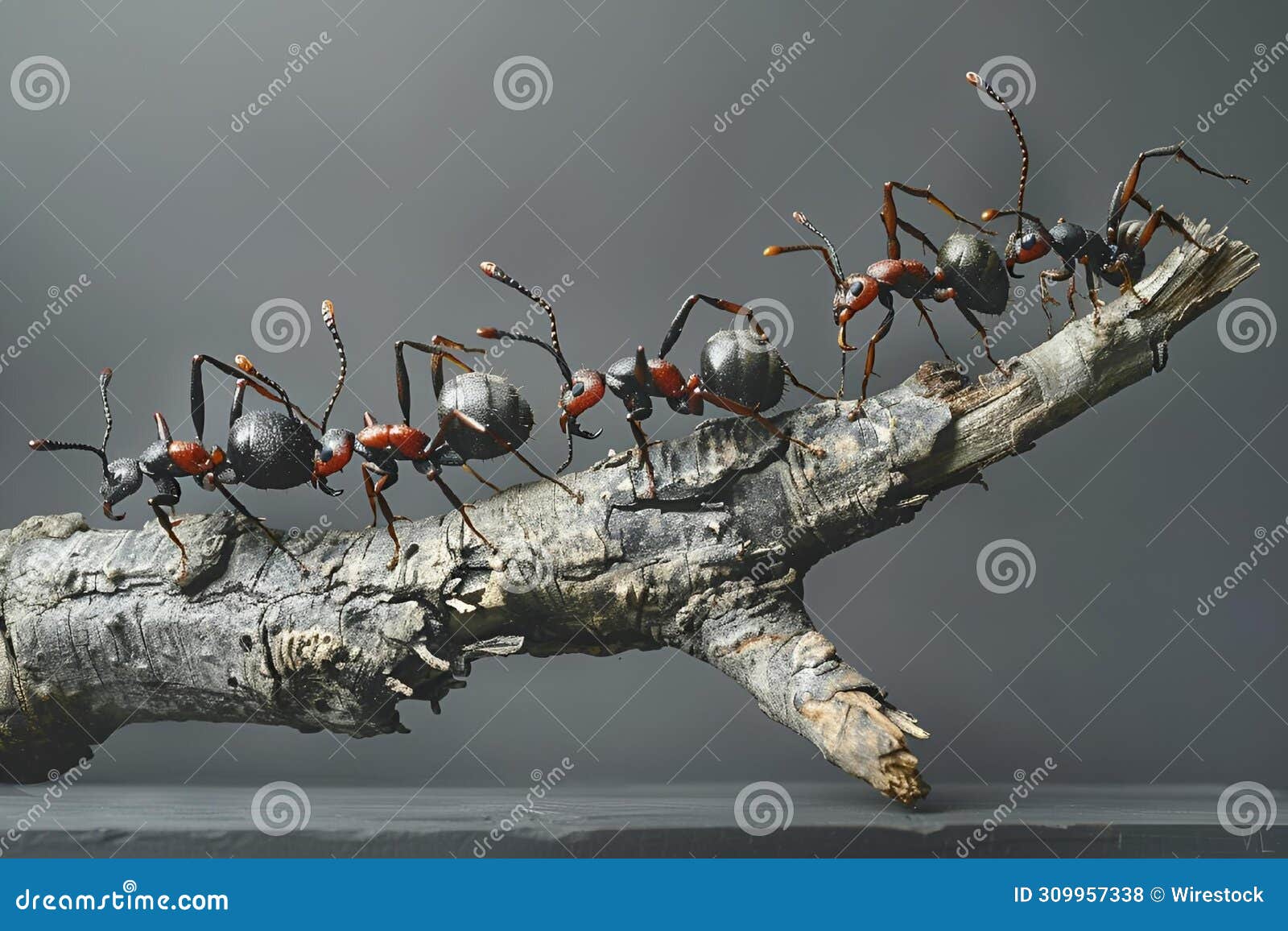 A Group of Ants is Standing on the Log of a Tree Stock Illustration ...
