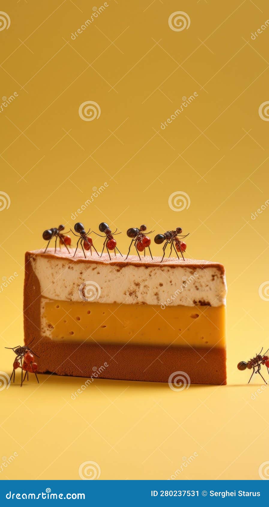 A Group of Ants Standing on Top of a Piece of Cake. Generative AI Image ...