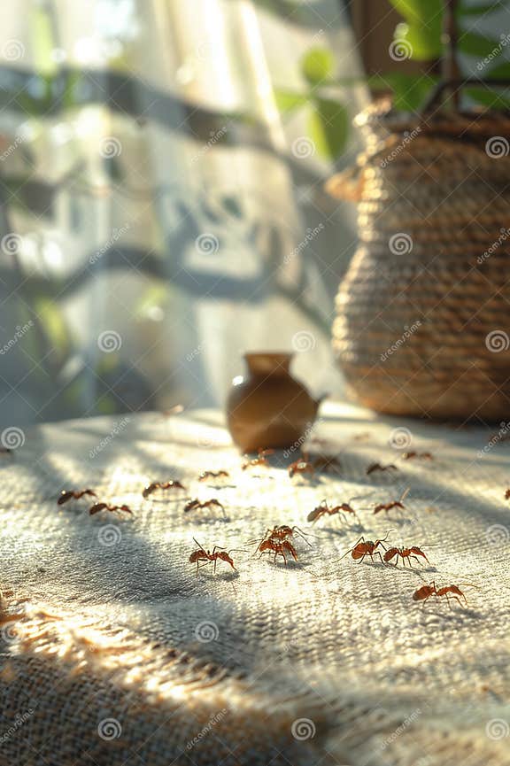 Group of Ants Walking Across Table Stock Image - Image of diligent ...