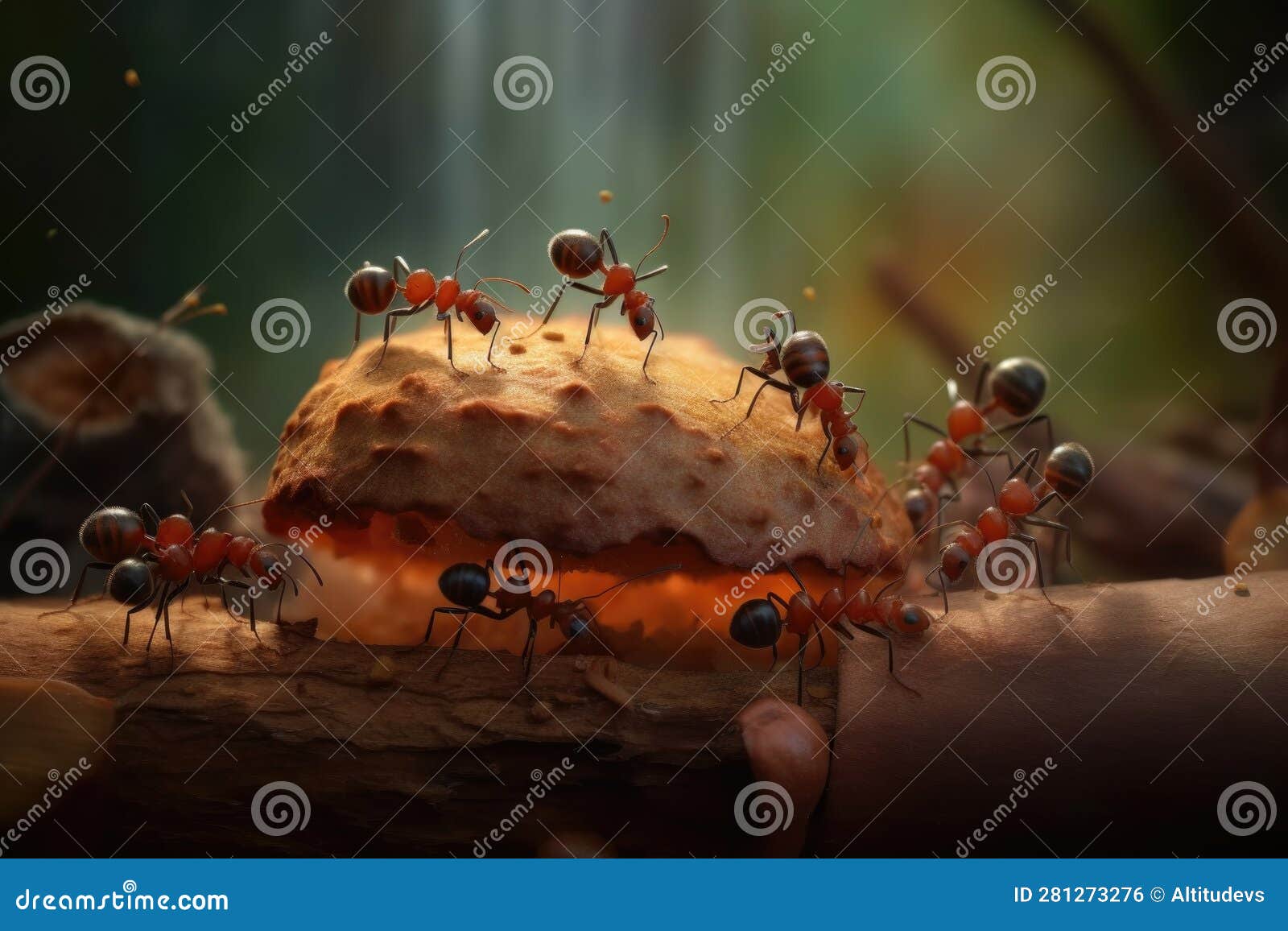 A Group of Ants Working Together To Carry Food Stock Illustration ...