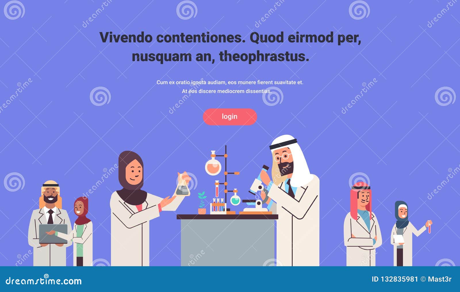 Group Arabic Scientists Working with Microscope Laboratory Doing ...