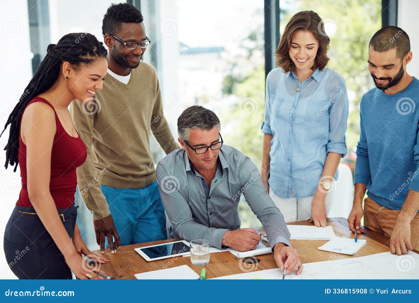 Group, Architect and Discussion for Blueprint, Office and Teamwork for ...