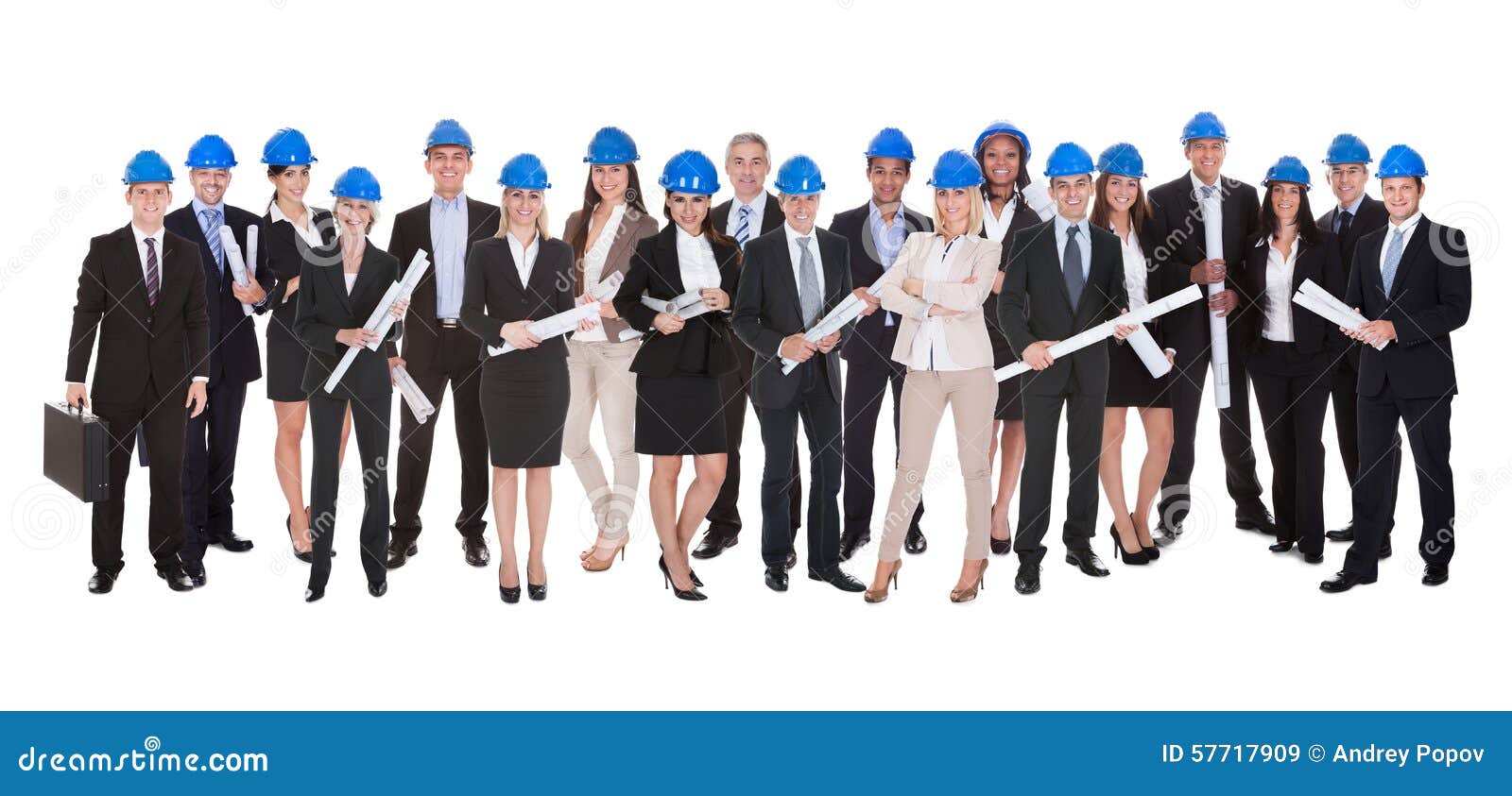 Group of Architects with Blue Print Stock Image - Image of happiness ...