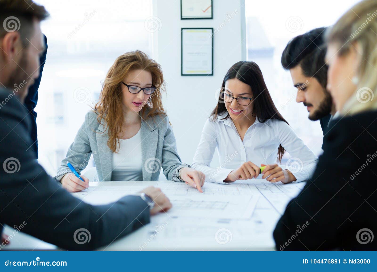 Group of Architects Working on Project Stock Image - Image of ...