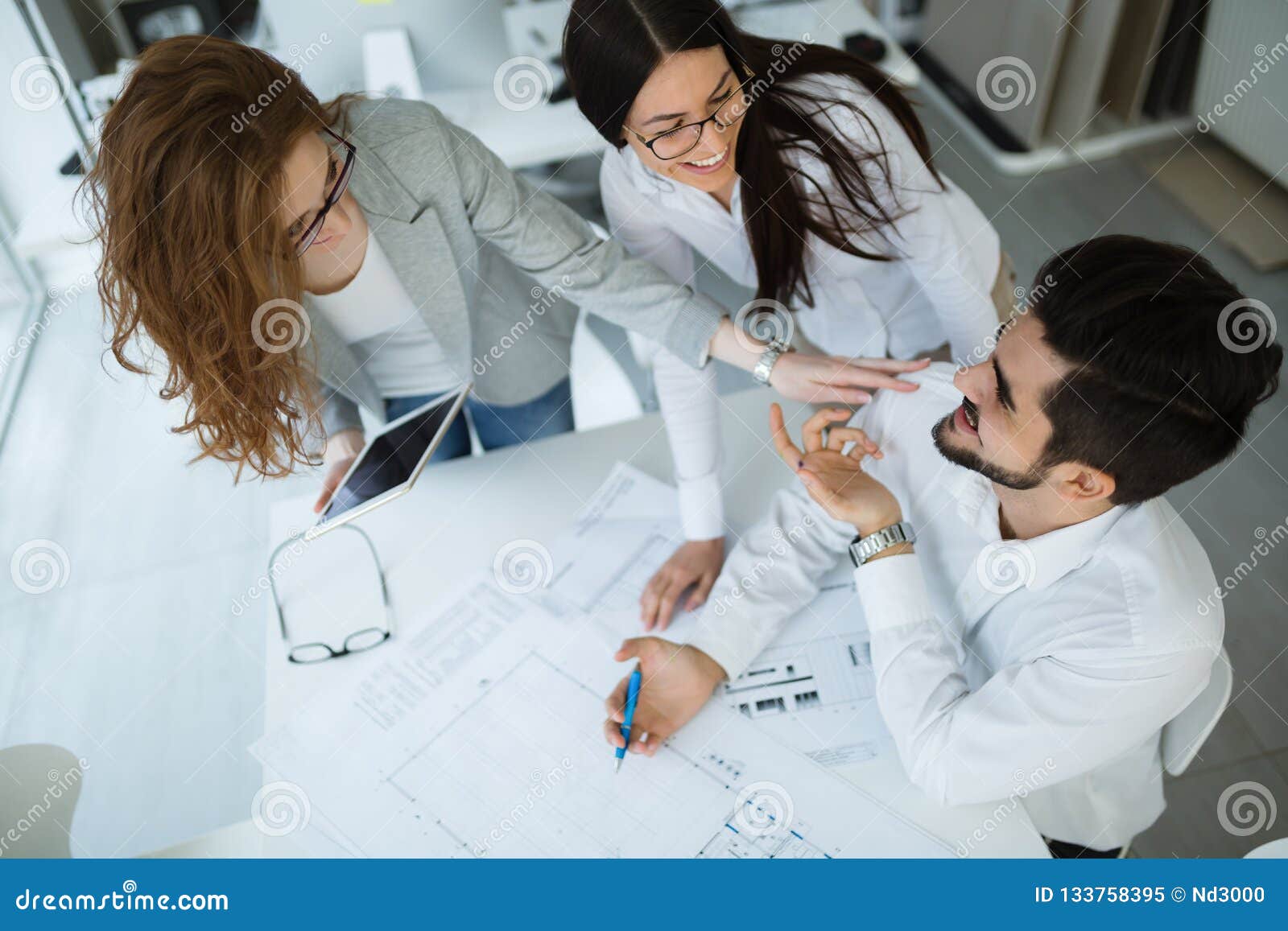 Group of Architects Working on Project Stock Image - Image of creative ...