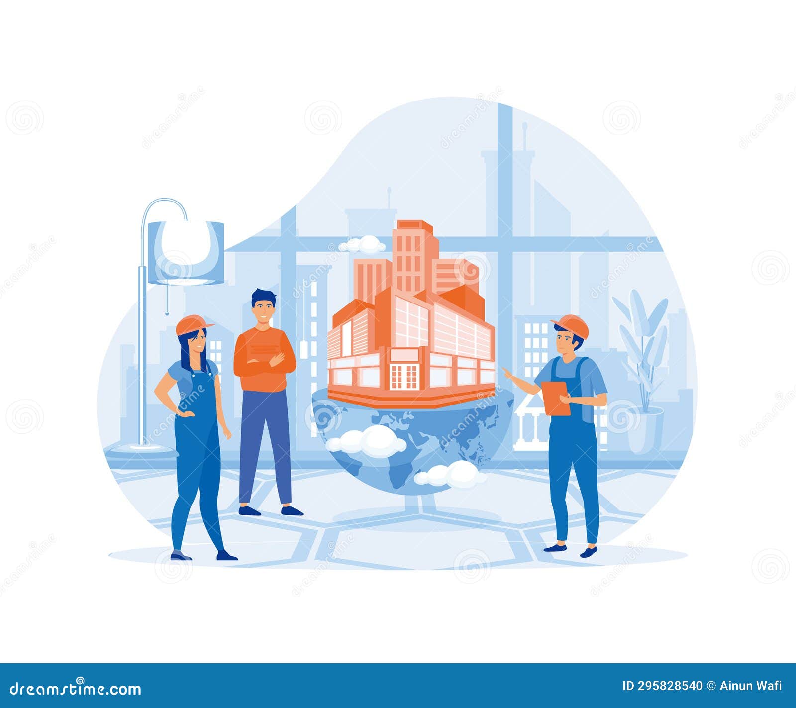 Group Architects Create and Engineering Project of City. Team Work of ...