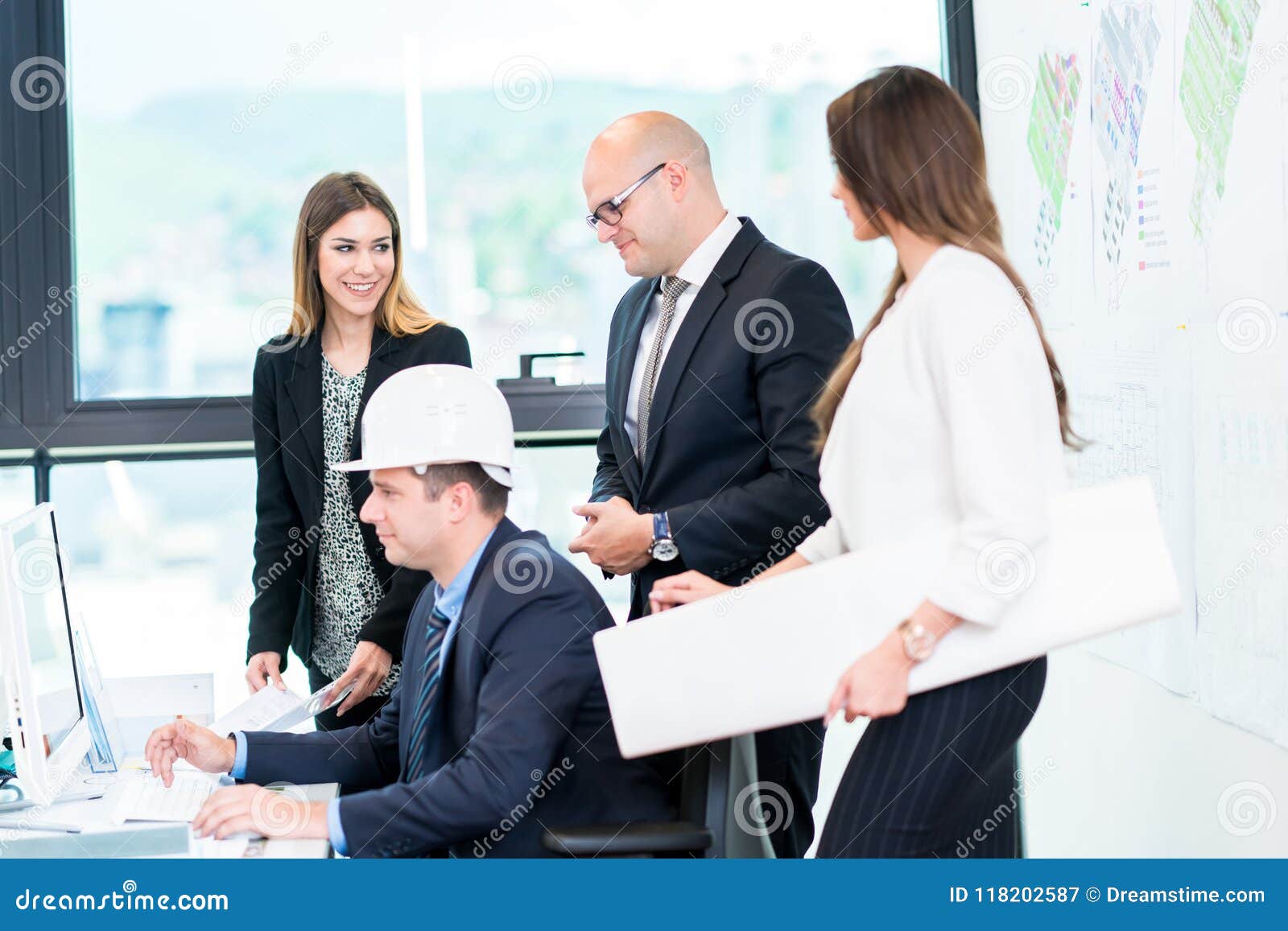 Group of Architects Having Meeting. Solving Problems and Making Stock ...