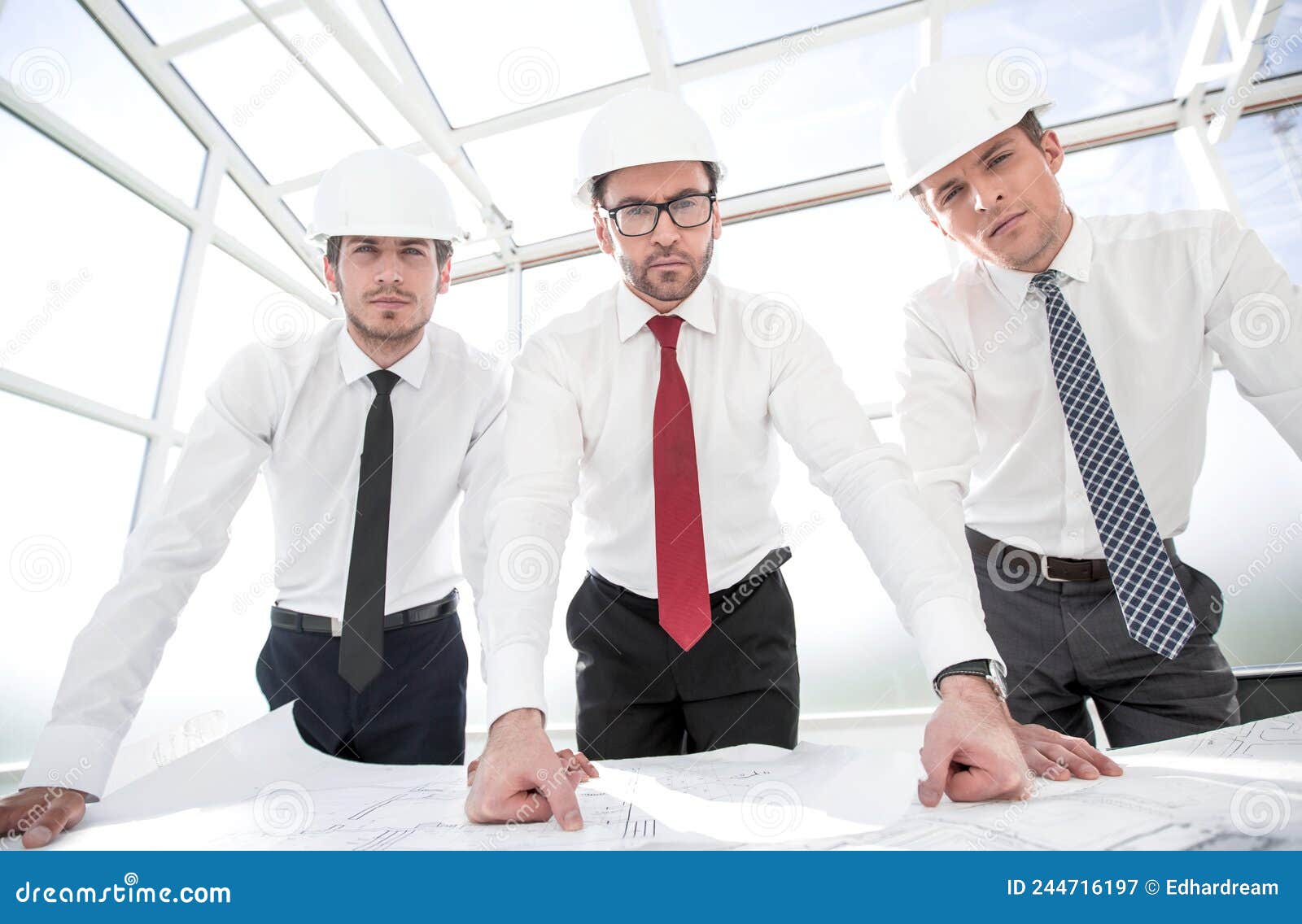 Group of Architects Standing in Front of the Desk Stock Image - Image ...