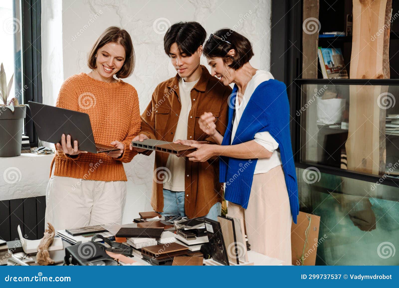 Group of Architects Using Laptop while Working on Interior Design ...
