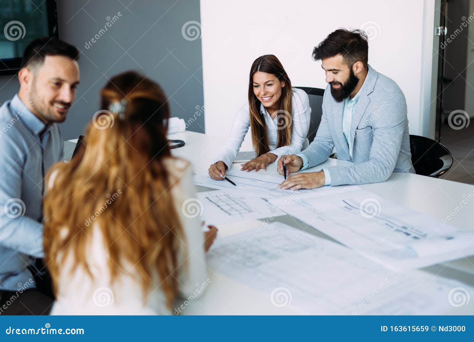 Group of Architects Working on New Project Stock Image - Image of ...