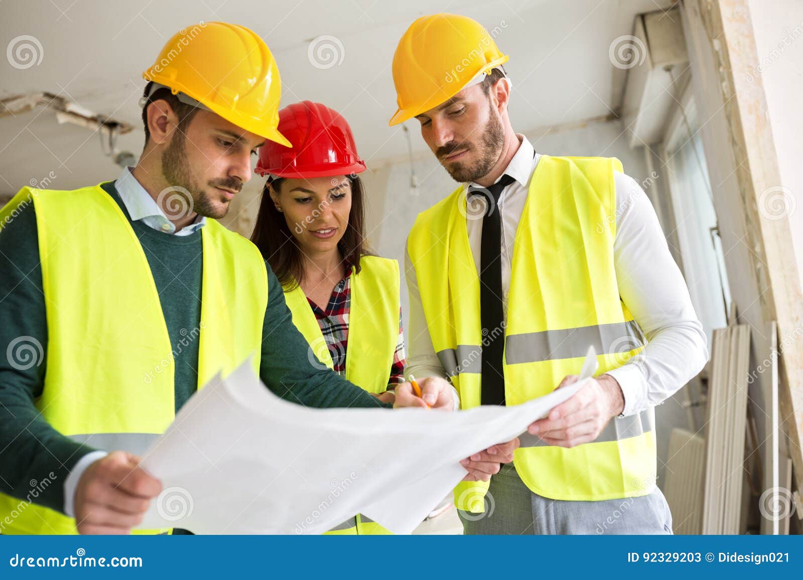 Group of Architects Working on a Project Stock Image - Image of house ...