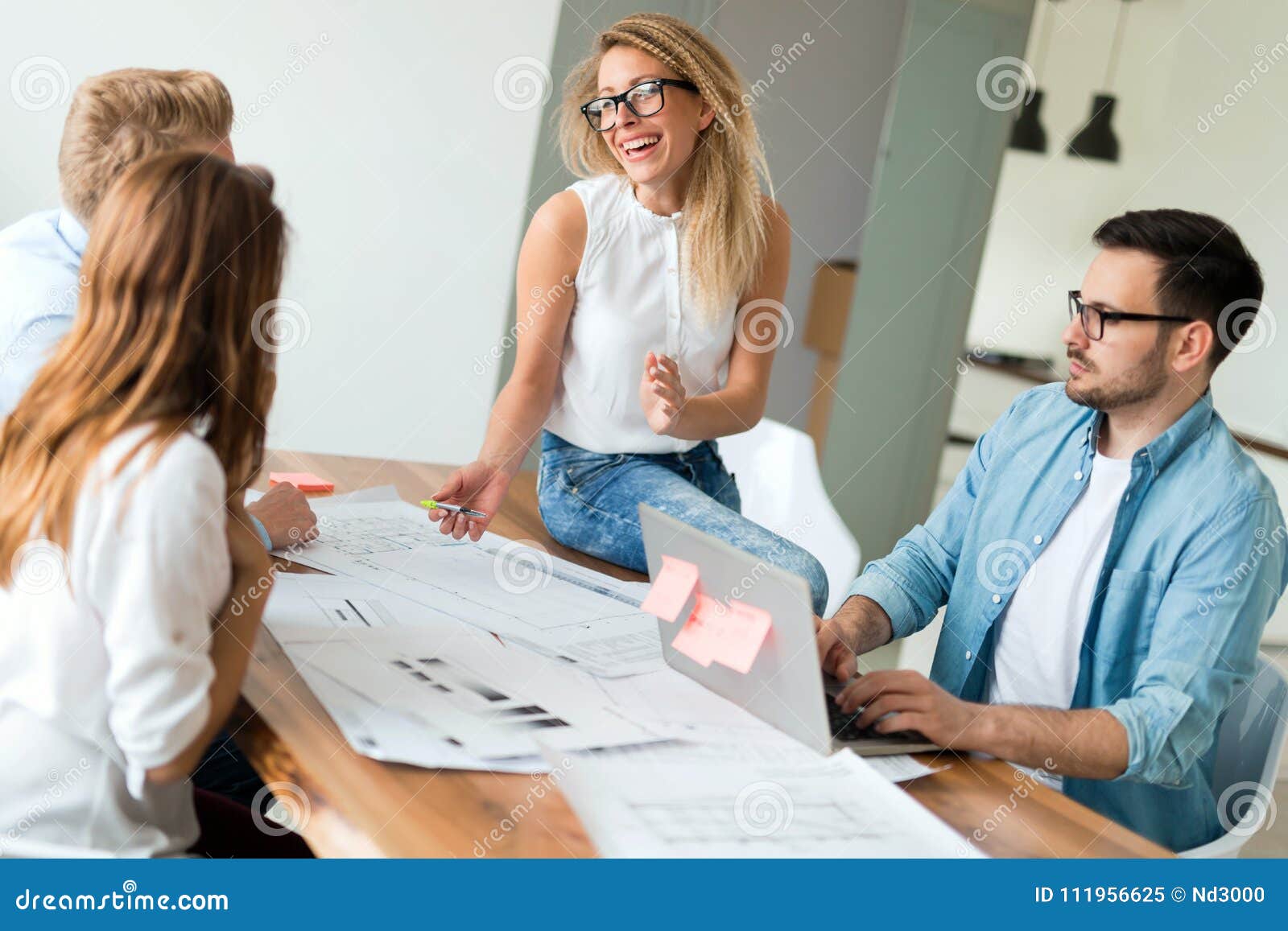 Group of Architects Working on Project Stock Image - Image of ...