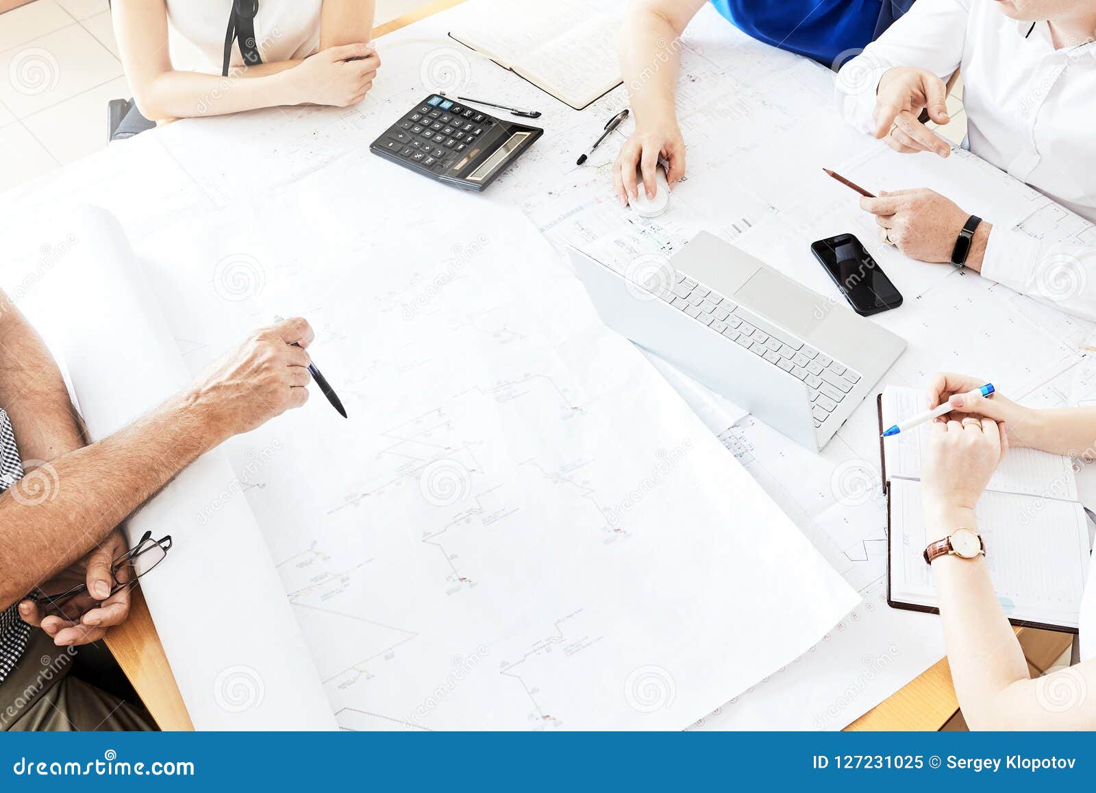 Group of Architects Working on Project Stock Image - Image of table ...