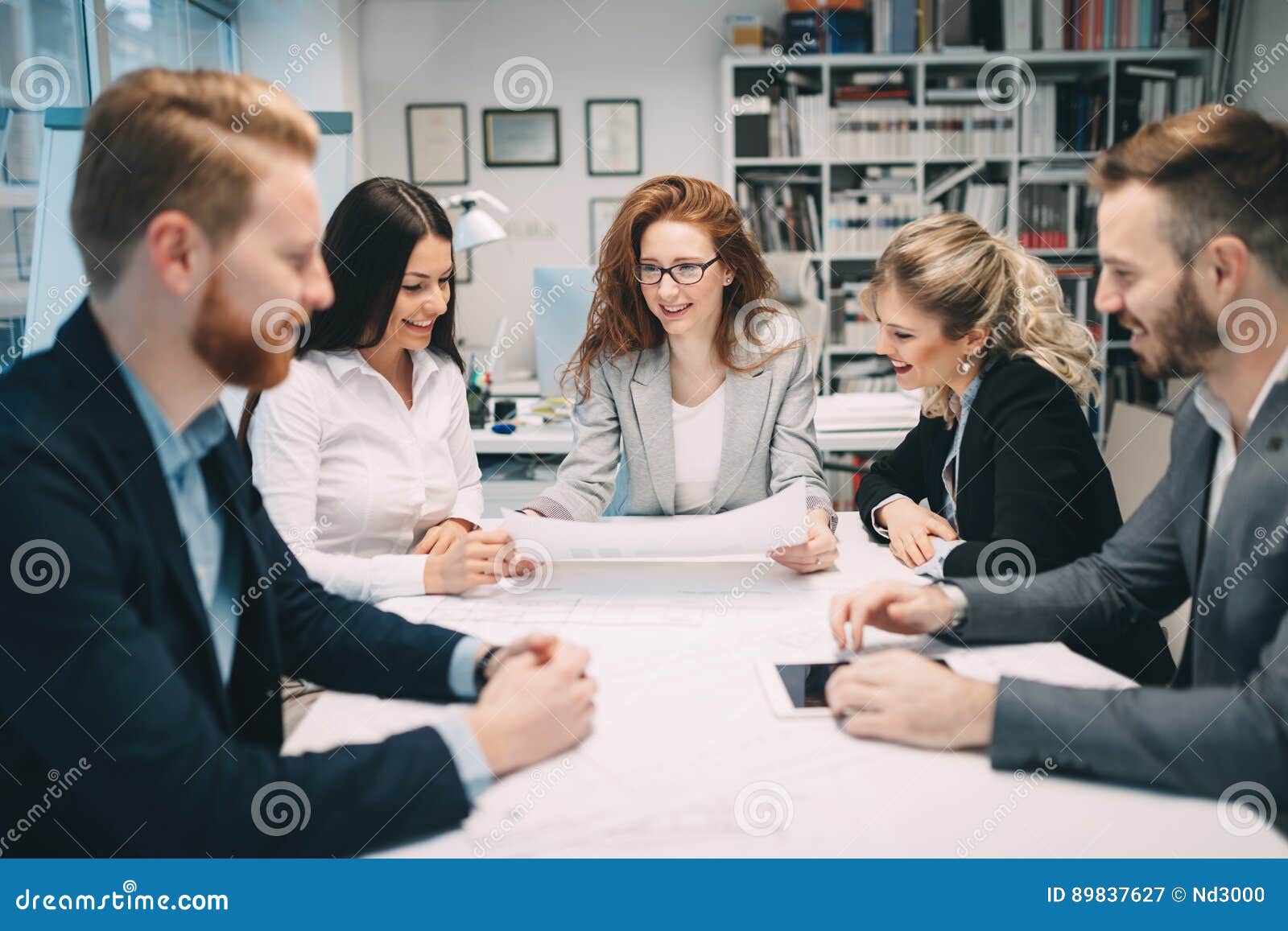 Group of Architects Working on Project Stock Image - Image of casual ...