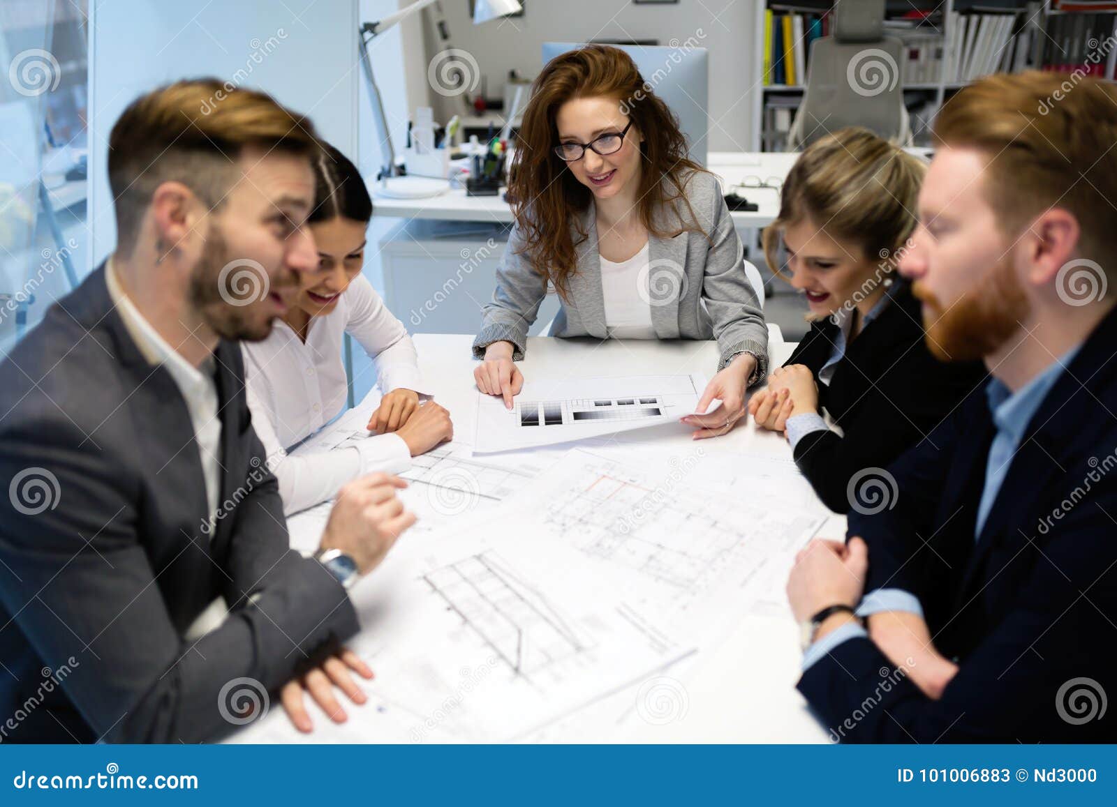 Group of Architects Working Together on Project Stock Image - Image of ...