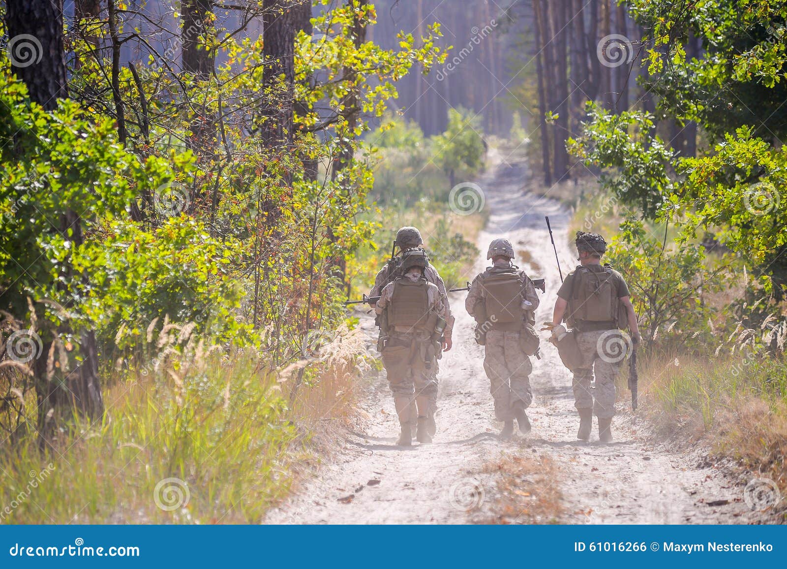 Group of Armed Soldiers on the Road in Forest Editorial Photo - Image ...