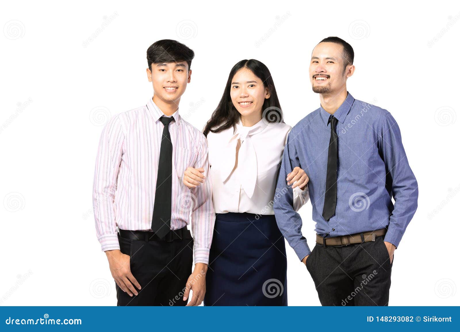 Group Of Asian Business People Isolated On White Background Stock Photo ...