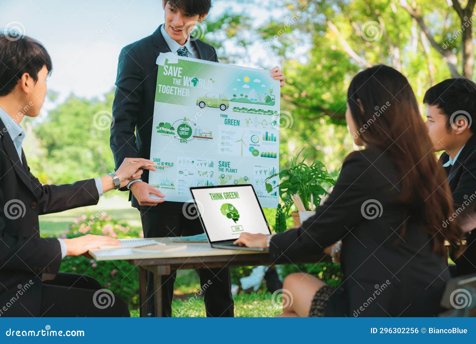 Group of Asian Business People with Strong Teamwork at Outdoor Office ...