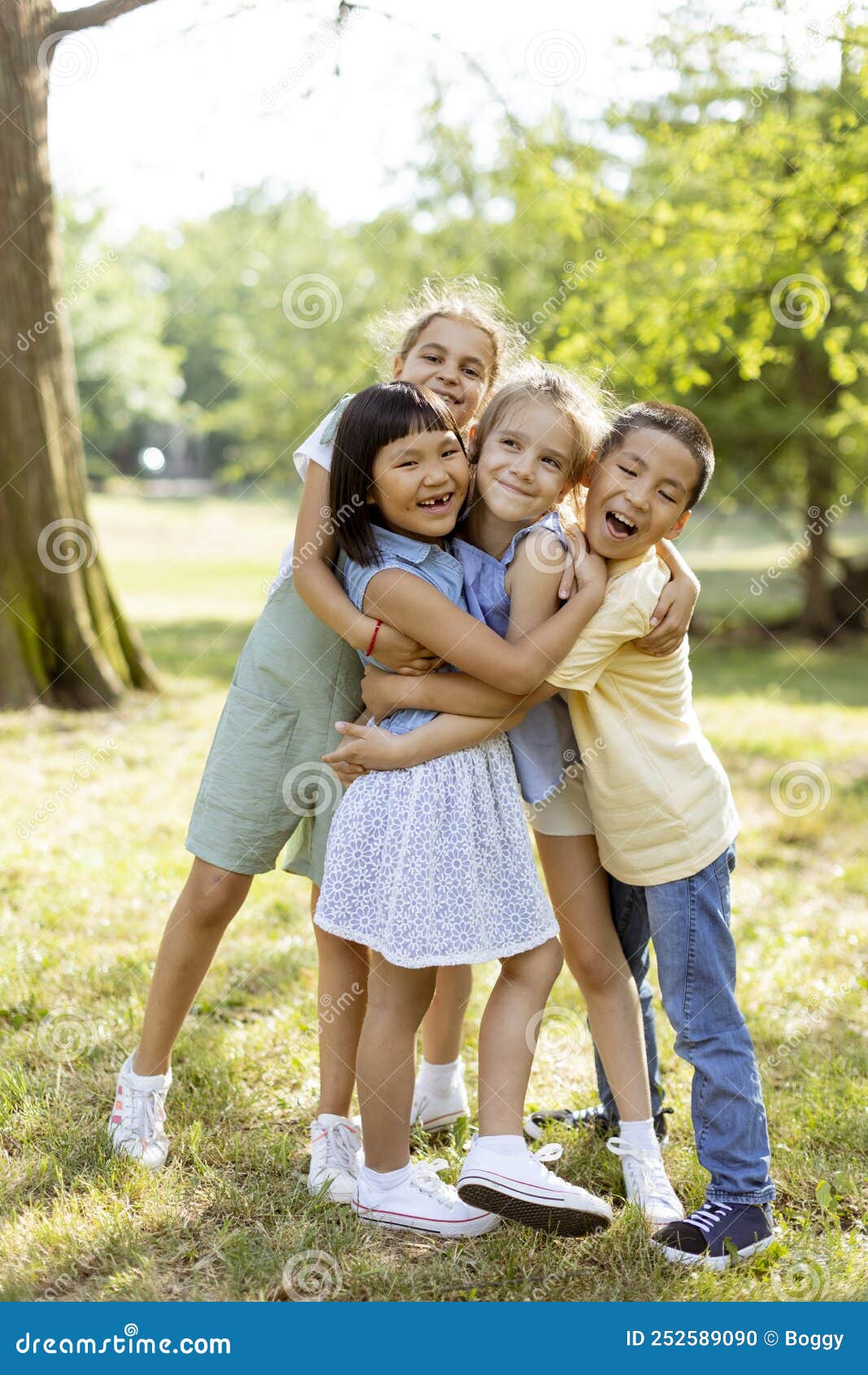 Group of Asian and Caucasian Kids Having Fun in the Park Stock Photo ...