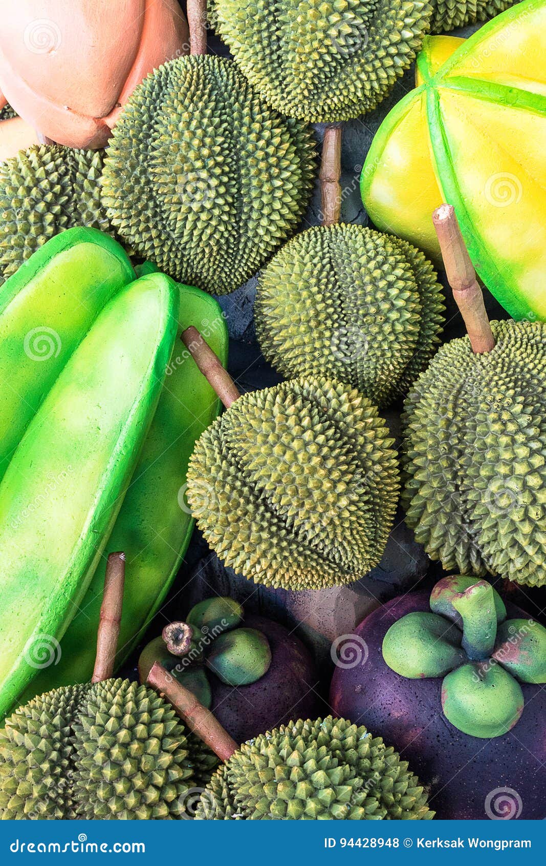 Group of Asian, Mangosteen, Dorian, Star Fruit. Stock Photo - Image of ...