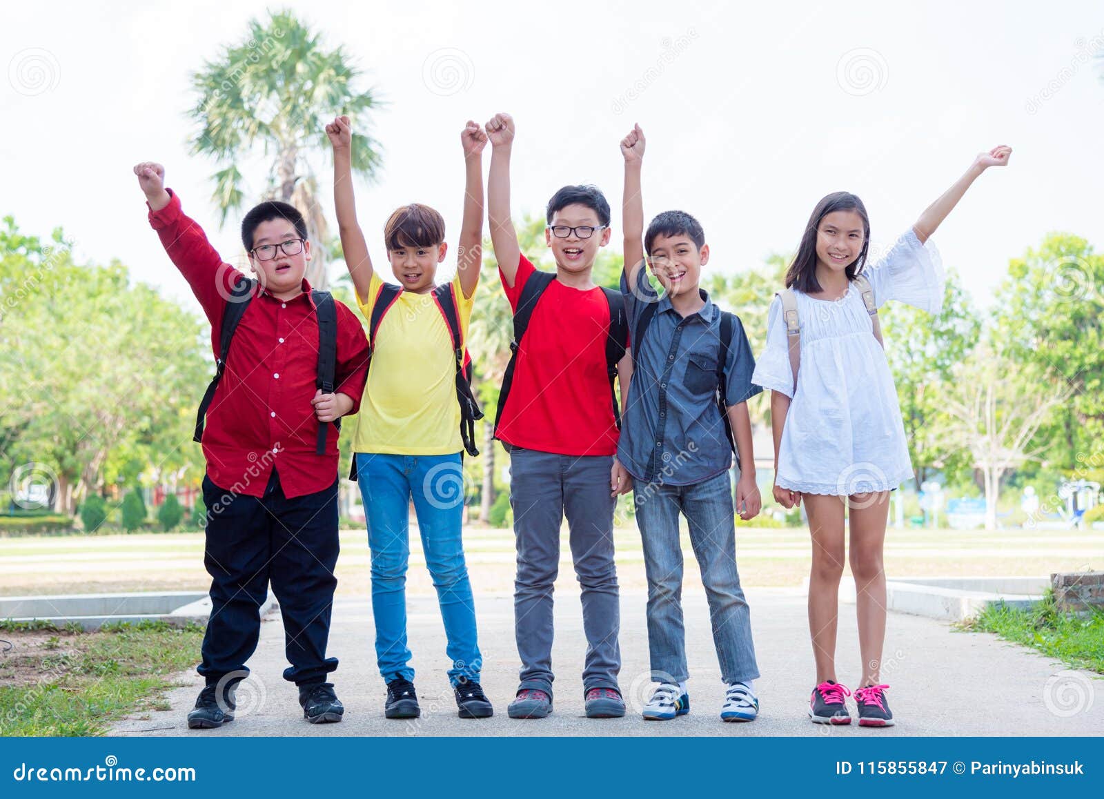 Group of Student Smiling in Park Stock Image - Image of friends ...