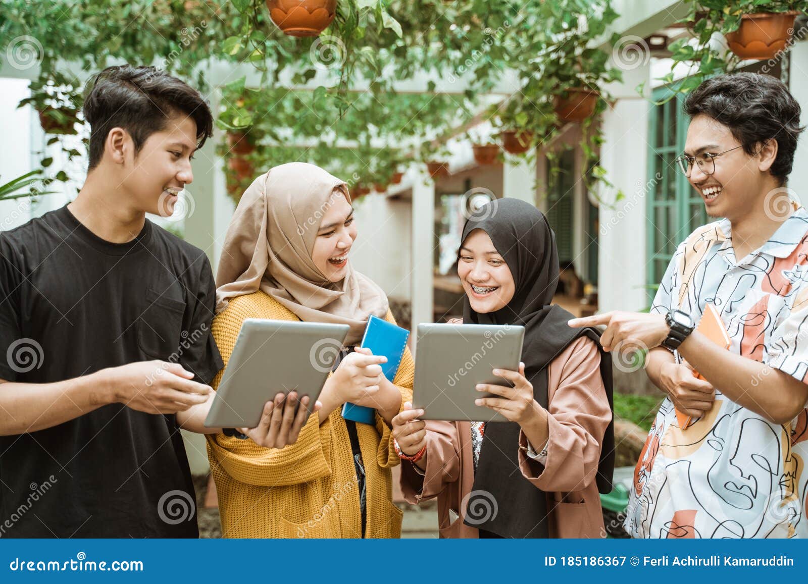 Group of Asian Students Chatting Together Stock Image - Image of female ...