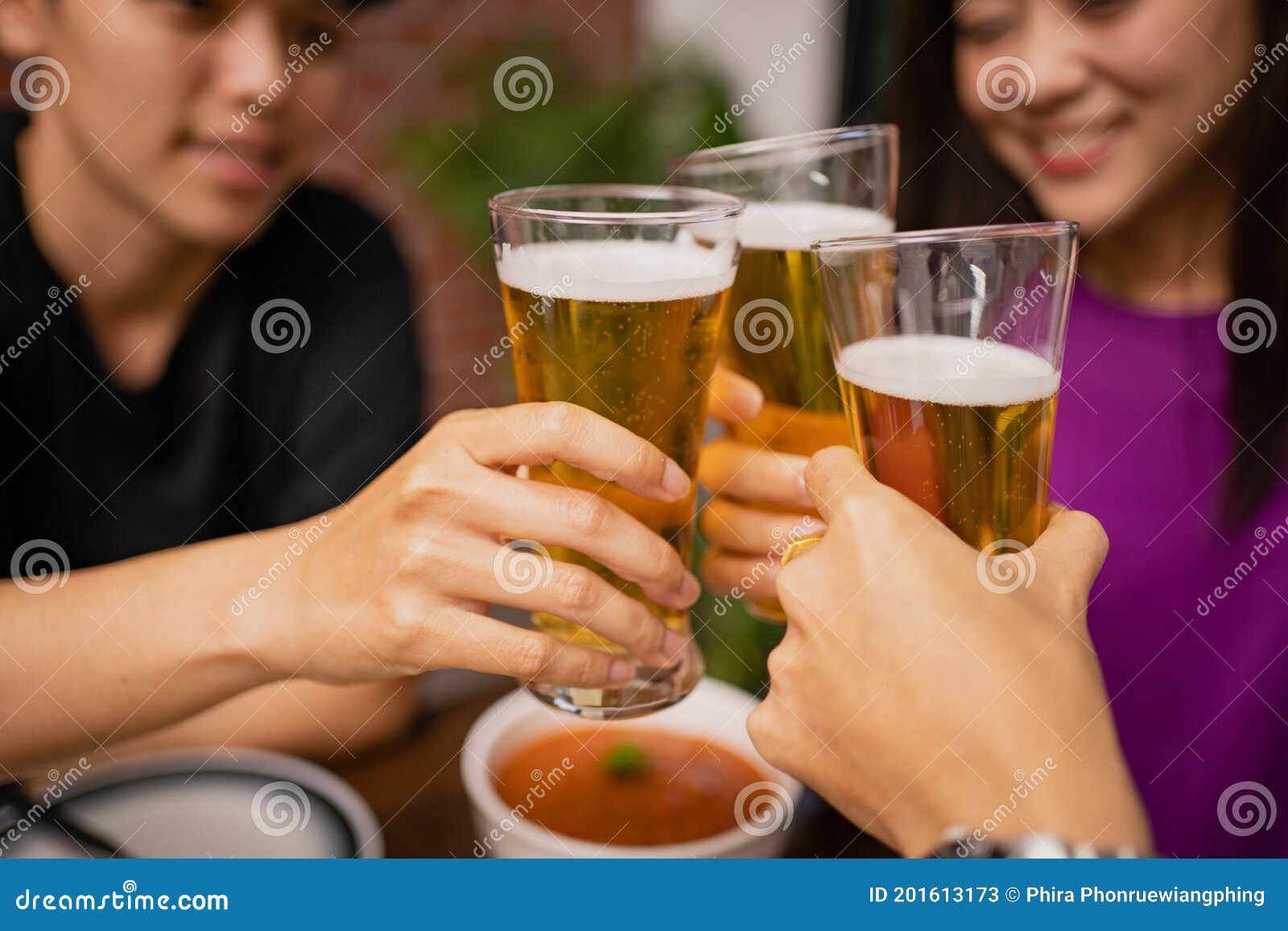 Group of Asian Working People Cheers Up Beer at a Party after Work ...