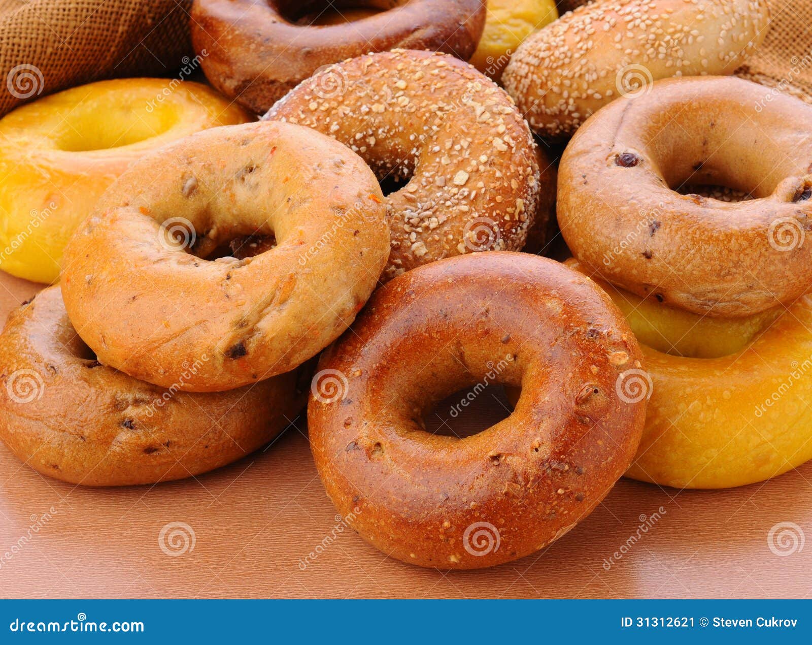 Group of Assorted Bagels stock image. Image of seed, nutrition - 31312621