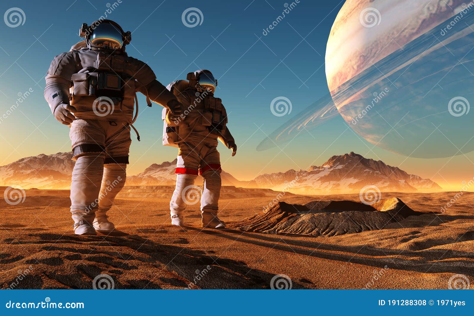 Group Of Astronauts Standing With A Big Banner And A Raised Fist ...