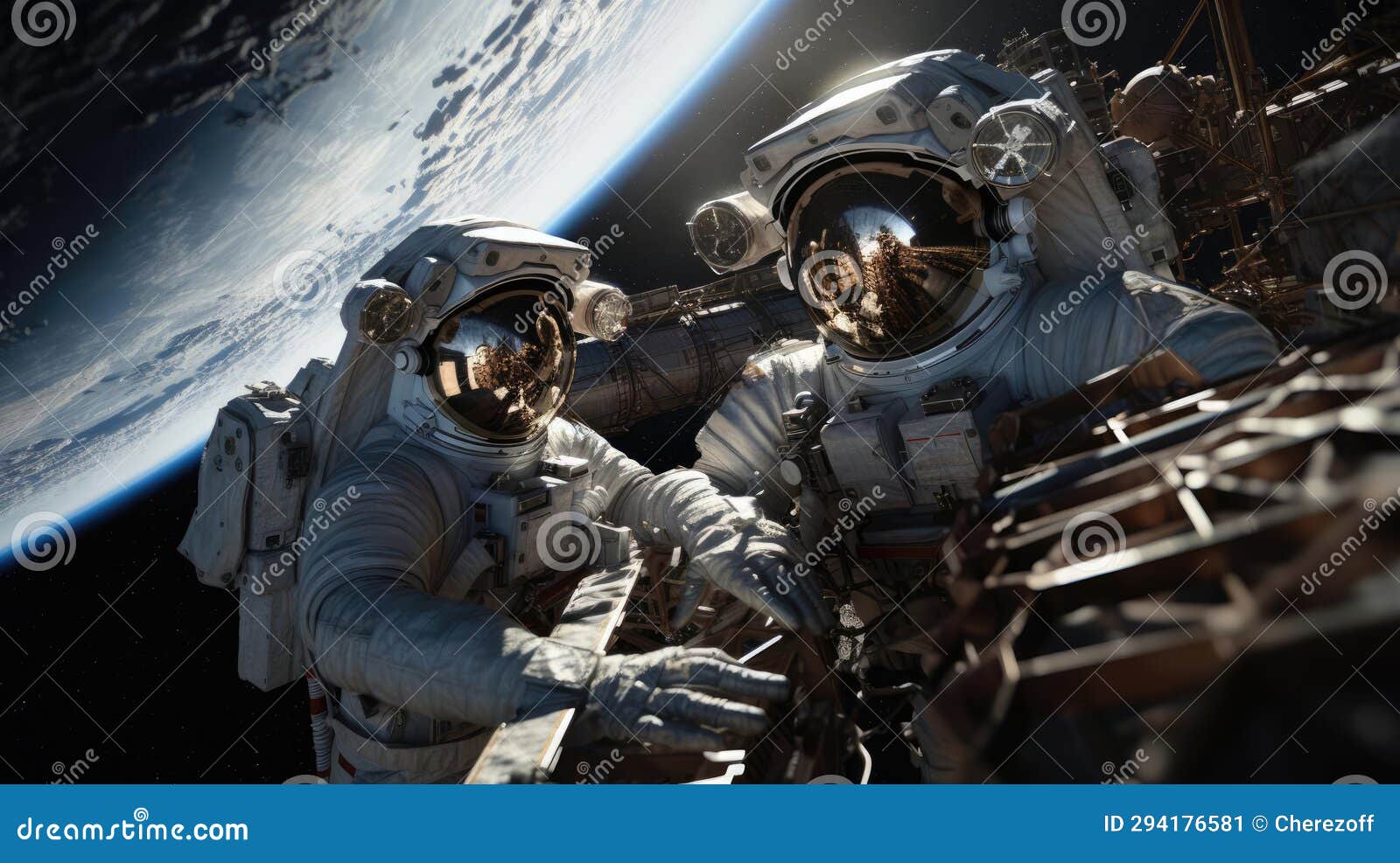 Group of Astronauts in Outer Space Stock Image - Image of space ...
