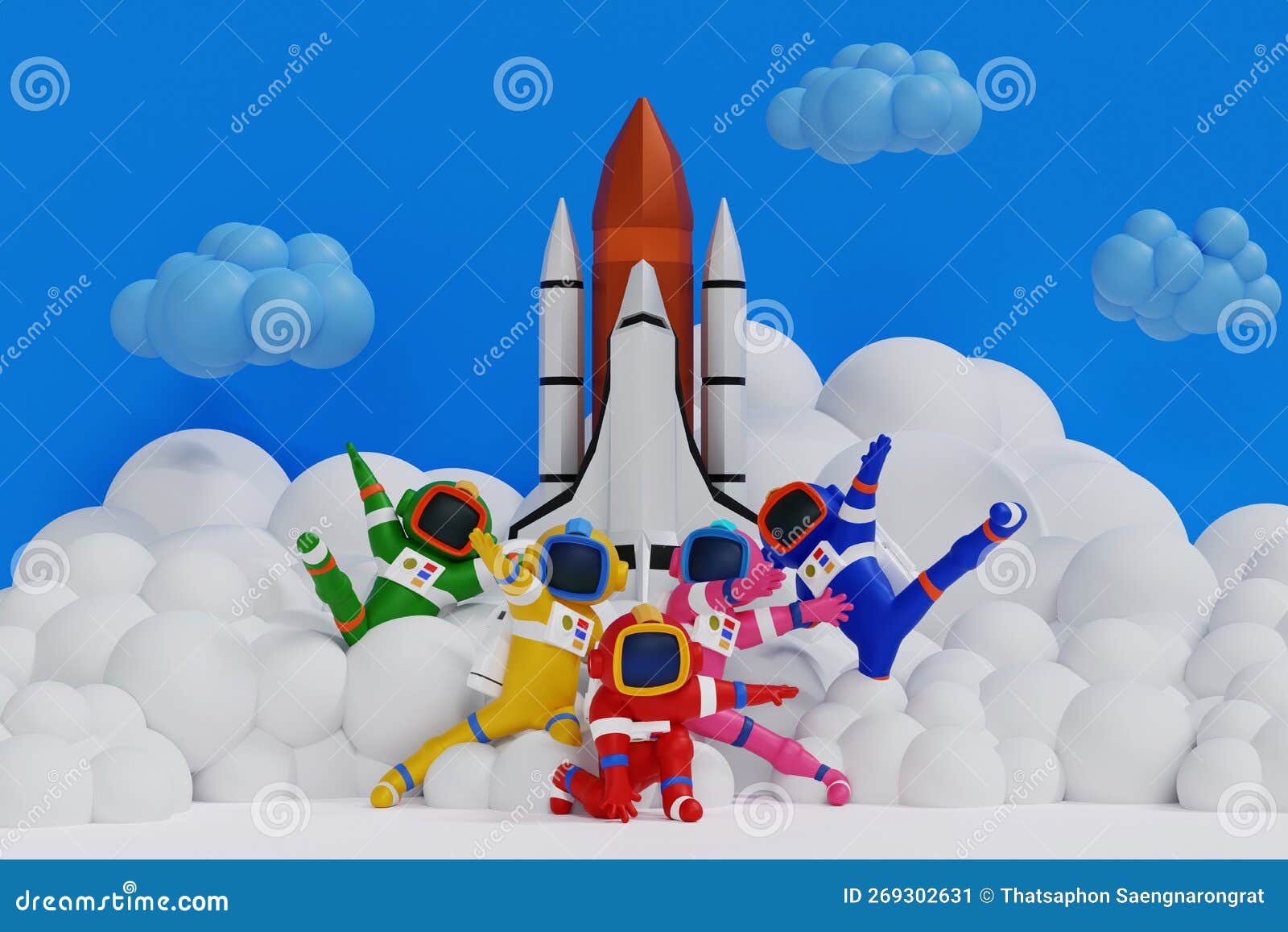 Group of Astronauts Posing Like Superhero Team in Different Poses ...