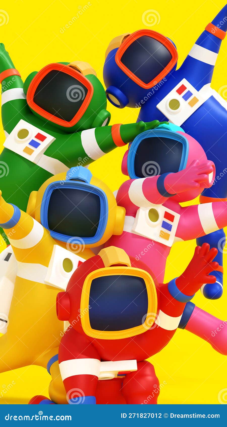 Group of Astronauts Posing Like Superhero Team in Different Poses ...